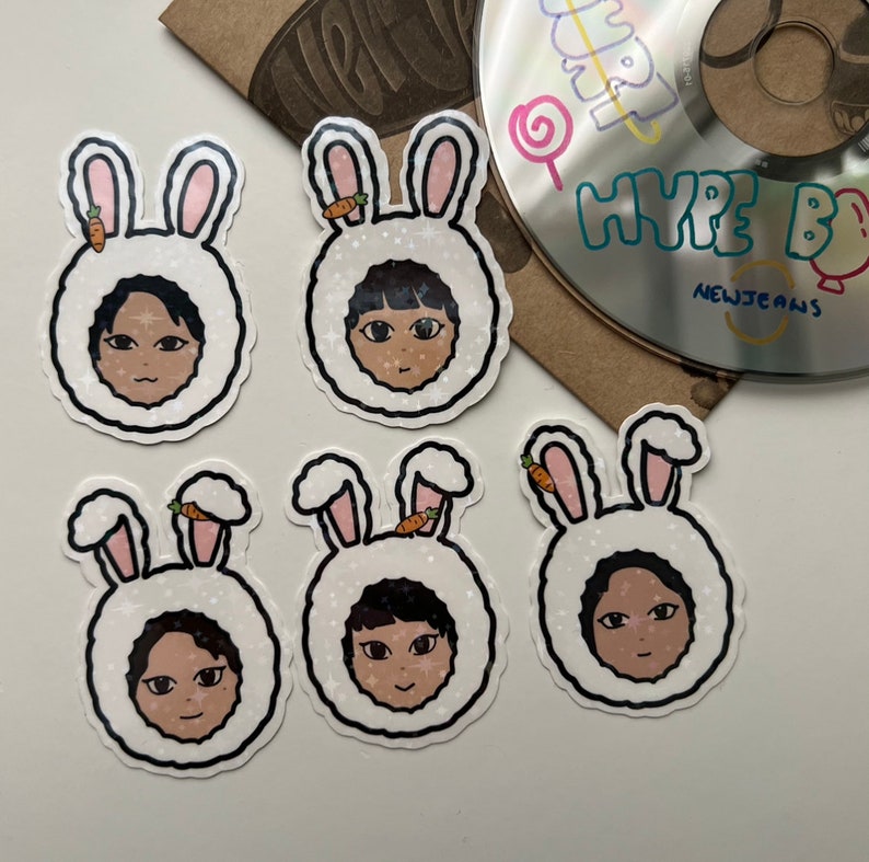 Newjeans Bunny Hat Sticker Set - Etsy Australia