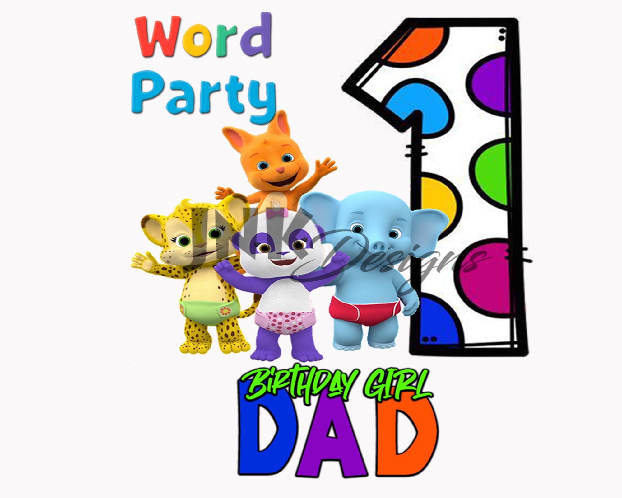 Word Party Birthday Shirt PNG Iron on Transfer Mom and Dad - Etsy
