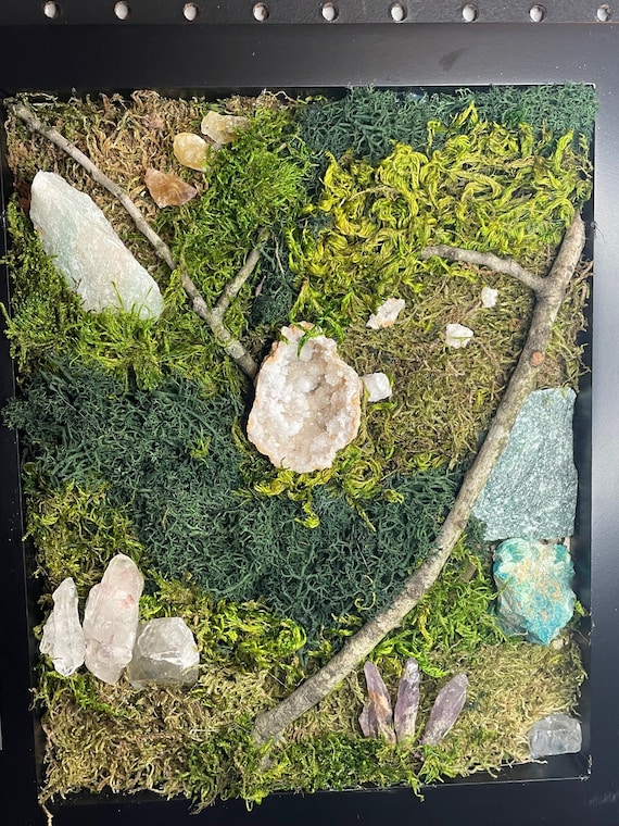 Crystal and Moss Shadow Box - Etsy