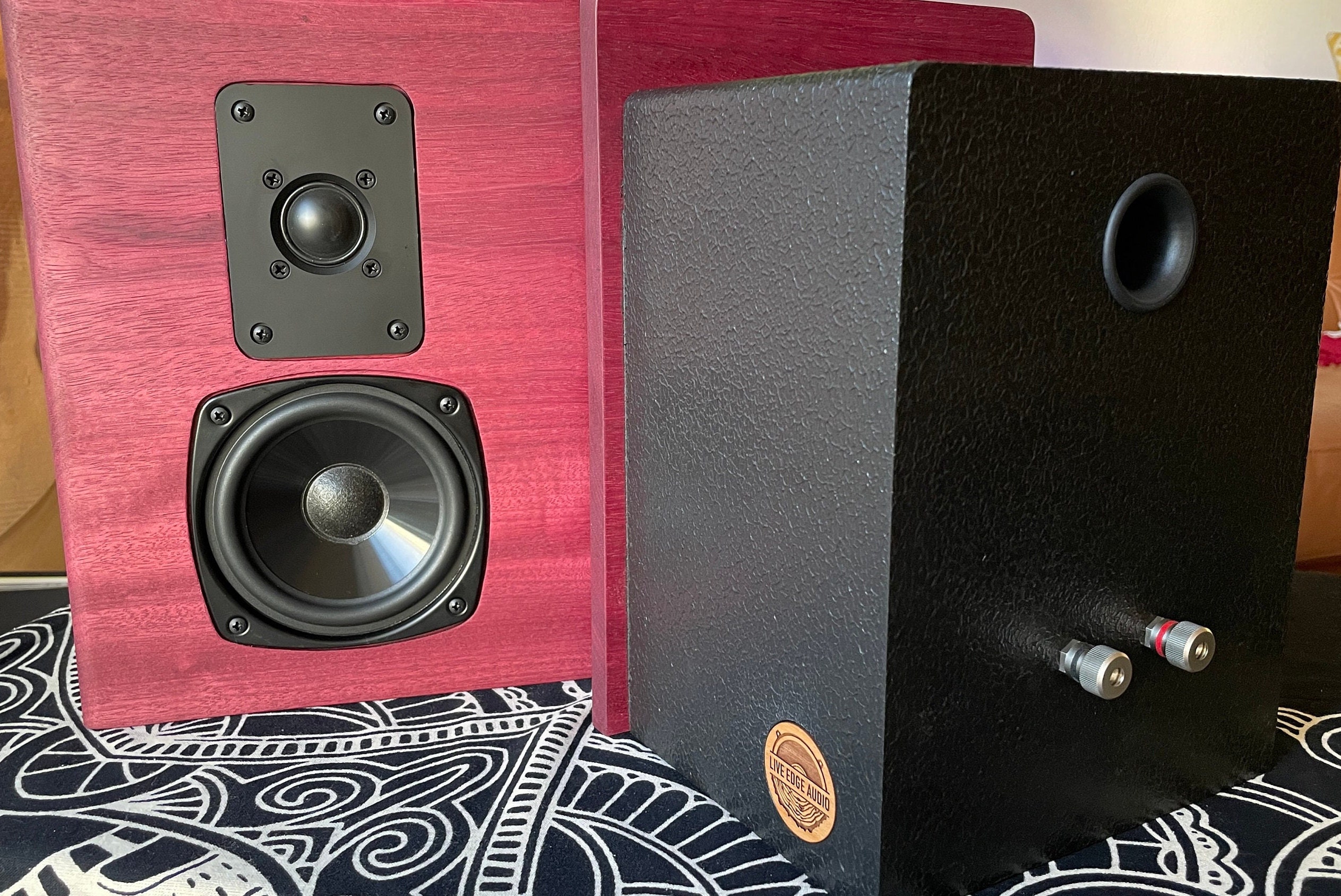 Live Edge Bookshelf Speaker Pair | Purpleheart Edition | Passive Hifi | Handmade - Etsy