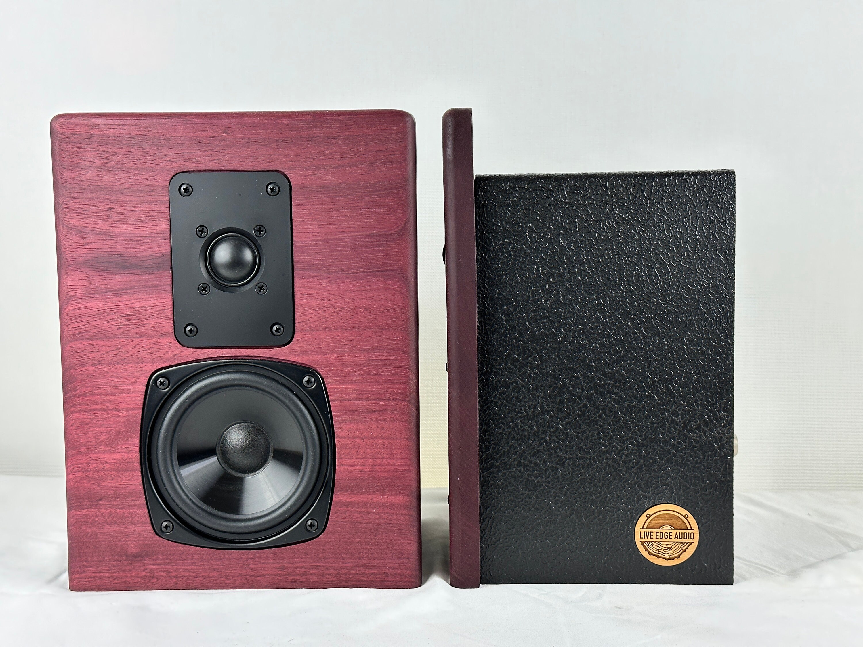 Live Edge Bookshelf Speaker Pair | Purpleheart Edition | Passive Hifi | Handmade - Etsy