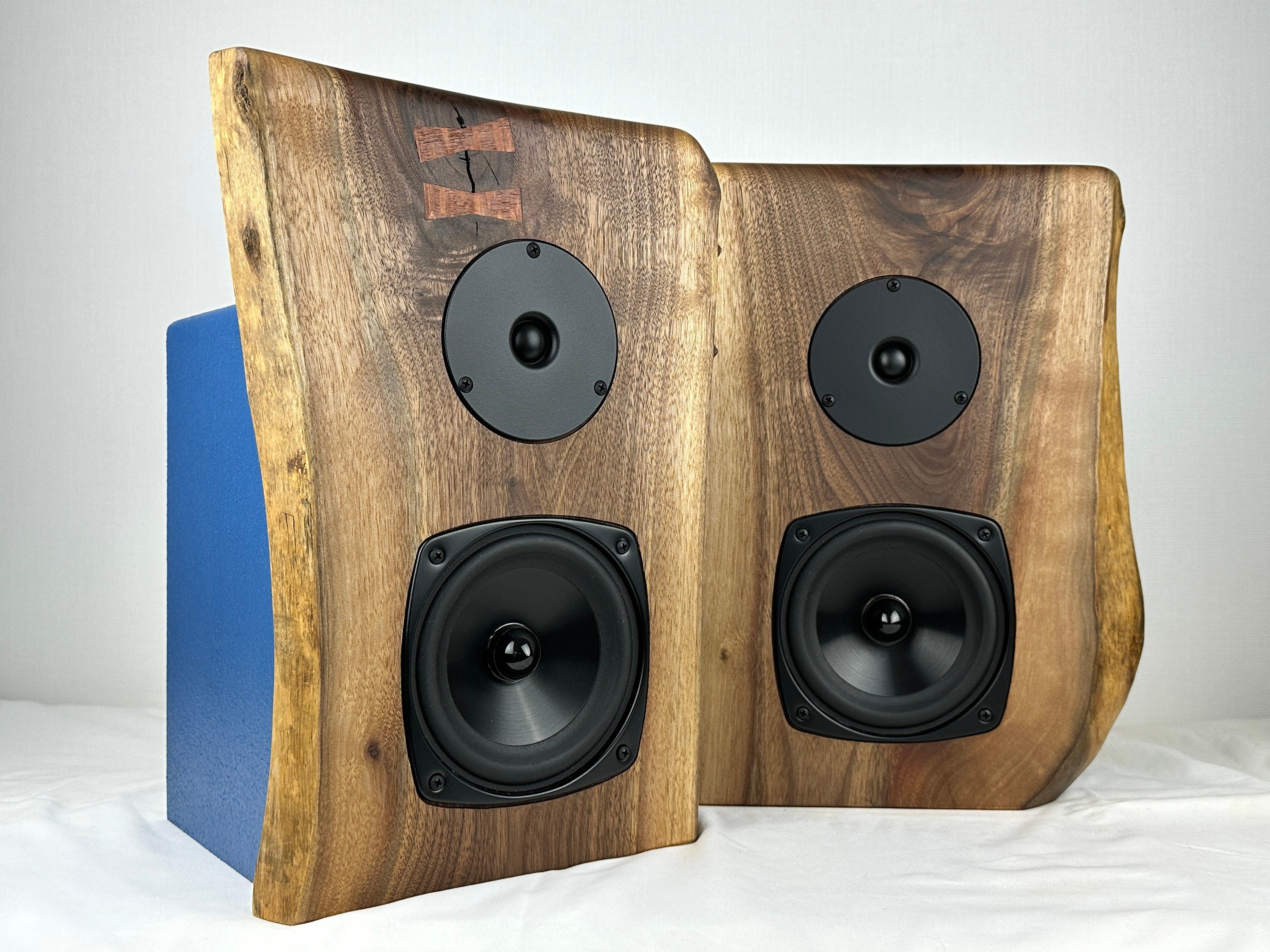 Live Edge Bookshelf Speaker Pair | Black Walnut & Coastal Blue Edition ...