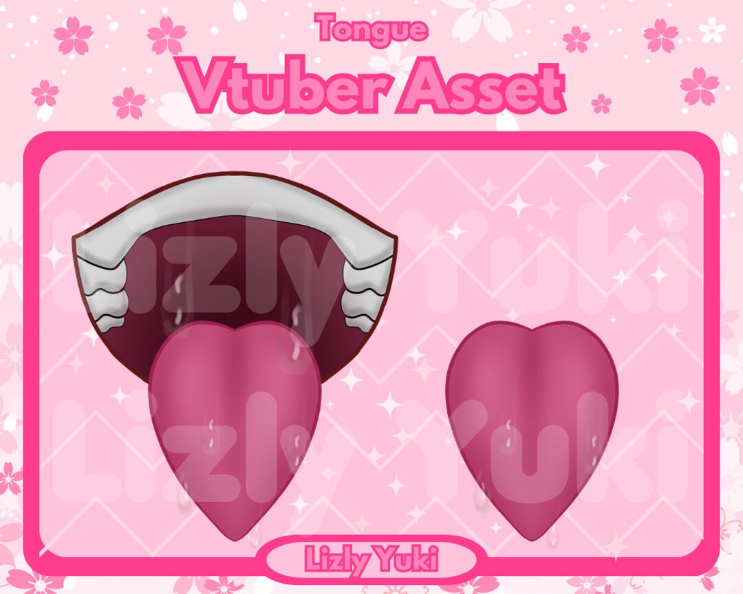 Vtuber Tongue Asset Fully Rigged 2 Saliva Toggles Instant Download Ready to Use Vtube Studio ...