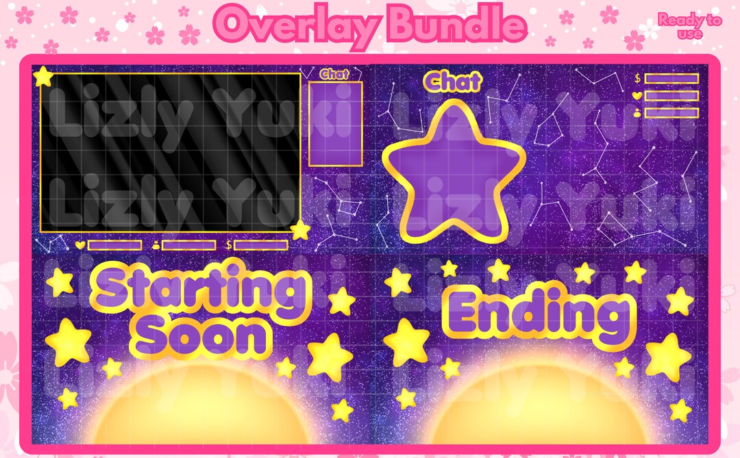 Galaxy Star Themed Stream Overlay Bundle Gaming, Just Chatting ...