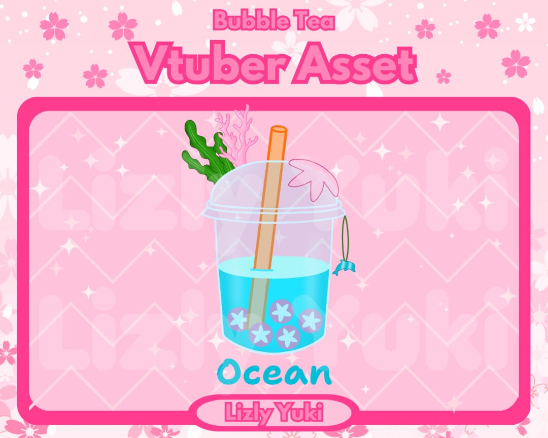 Ocean Flavour Vtuber Boba Tea Kawaii Drinks Bubble Tea Vtube Studio ...