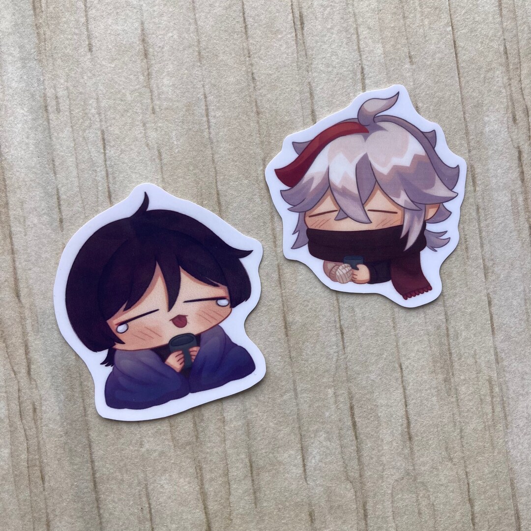 Comfy Kazuha & Scaramouche Chibi Stickers // Weatherproof Glossy - Etsy