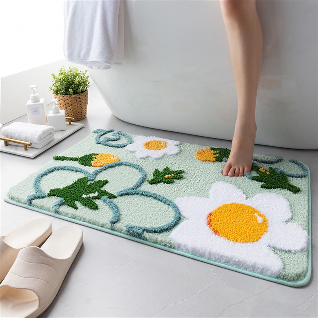 Floral Non Slip Bath Mat Cute Flowers Bathroom Shower Mat - Etsy