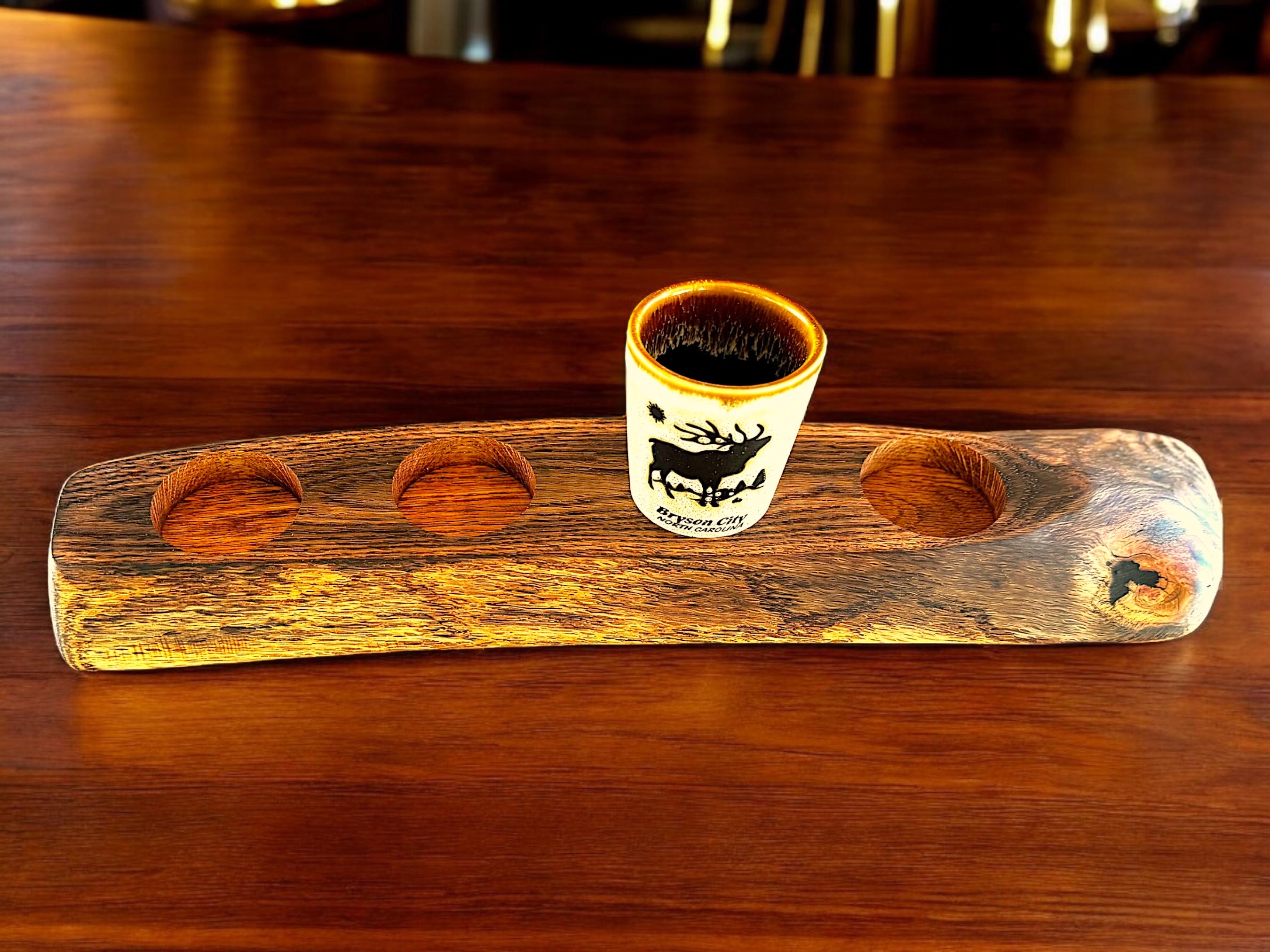 Live Edge Oak Flight Board for Shot Glasses - Etsy