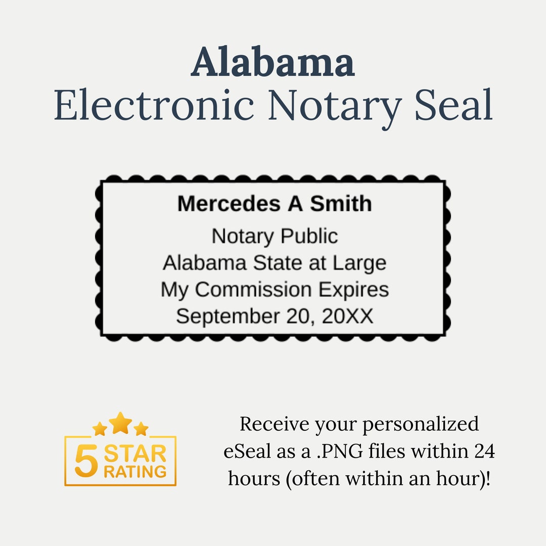 Alabama Electronic Notary Seal, Digital Notary Stamp, Milled Rectangle ...