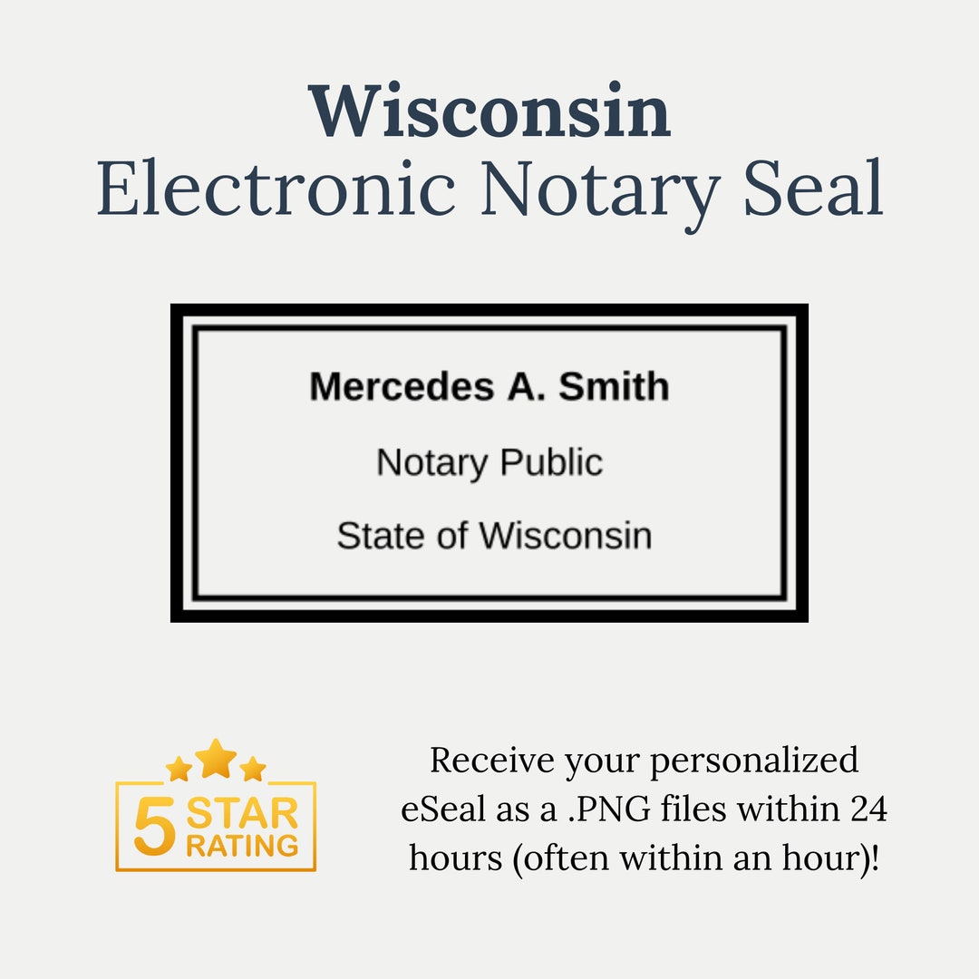 Wisconsin Electronic Notary Public Seal, Digital Notary Stamp, Lined ...