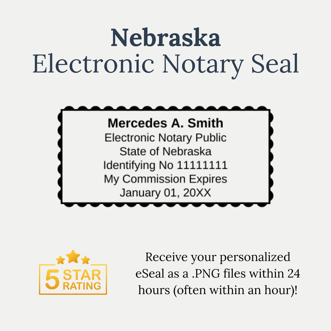 Nebraska Electronic Notary Public Seal, Digital Notary Stamp, Milled ...