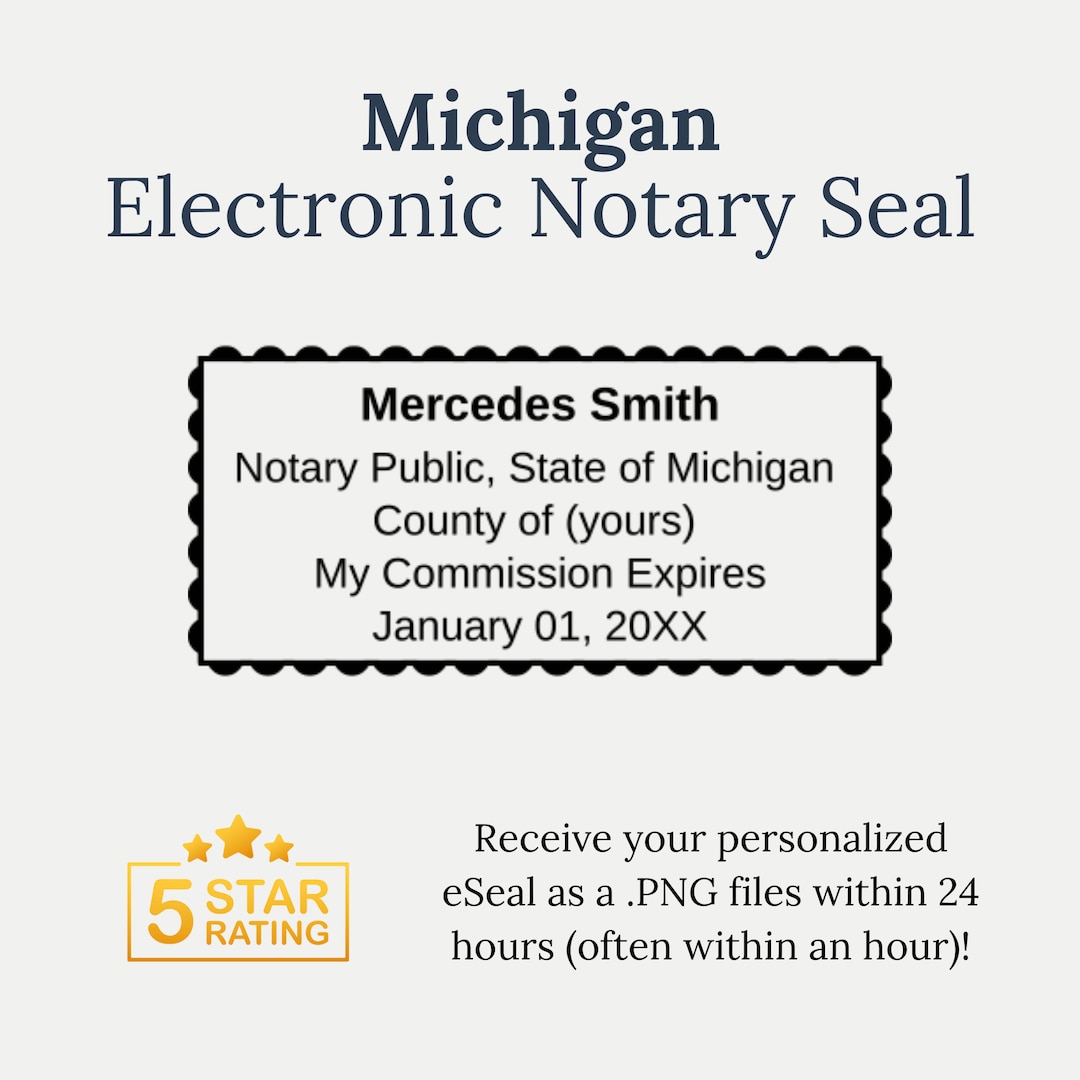 Michigan Electronic Notary Seal | Michigan Enotary Eseal (milled ...