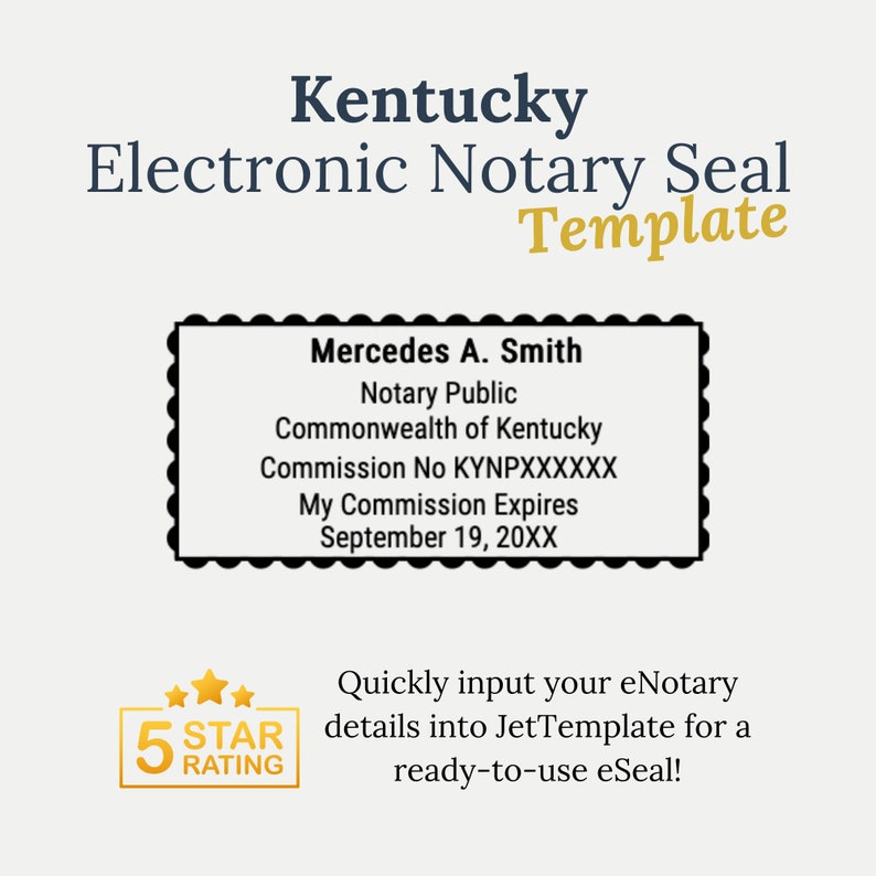 Kentucky Remote Notary Seal Template, Digital Notary Stamp PNG, E ...