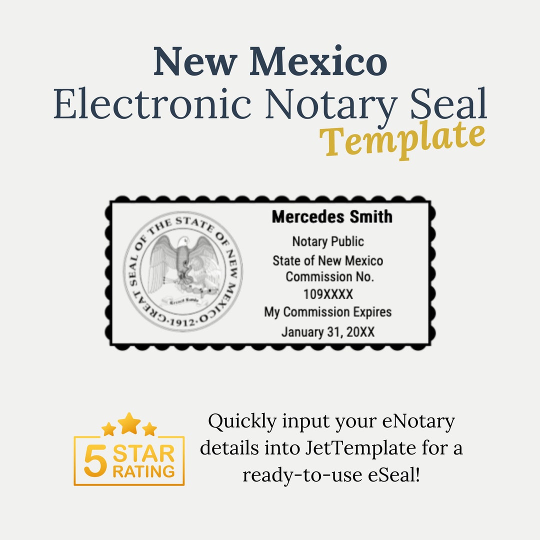 New Mexico Electronic Notary Seal Template, Digital Notary Stamp ...