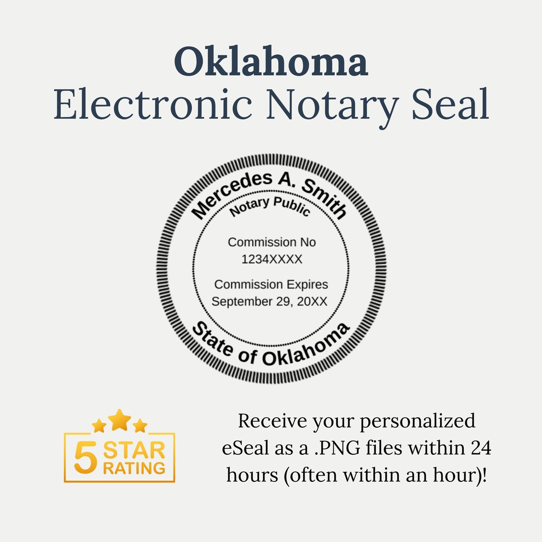 Oklahoma Electronic Notary Seal | Oklahoma Enotary Eseal (serrated ...