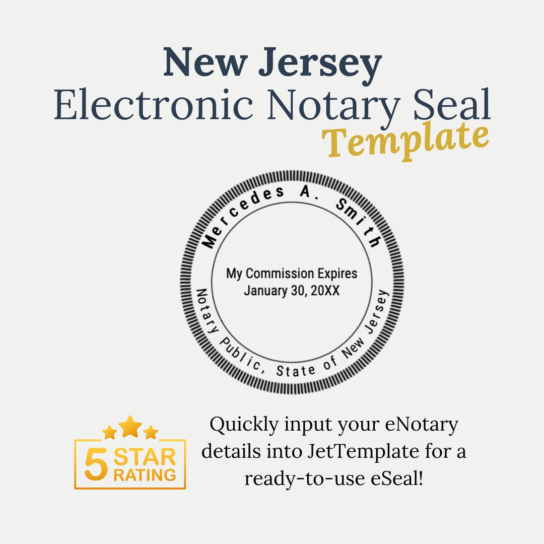 New Jersey E Notary Template, Notary Stamp PNG, Editable Online Notary ...