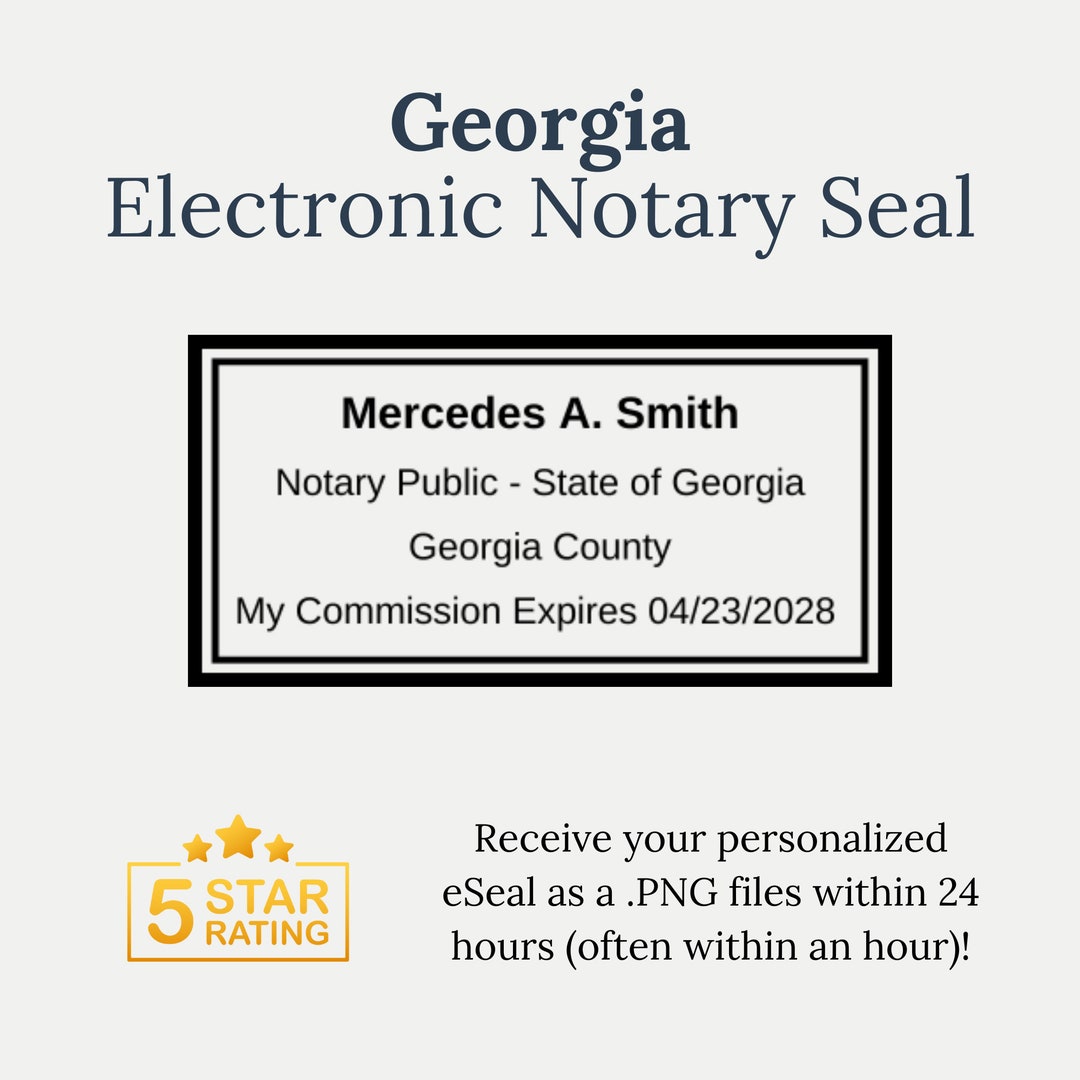 Georgia Electronic Notary Public Seal, Digital Notary Stamp, Lined ...