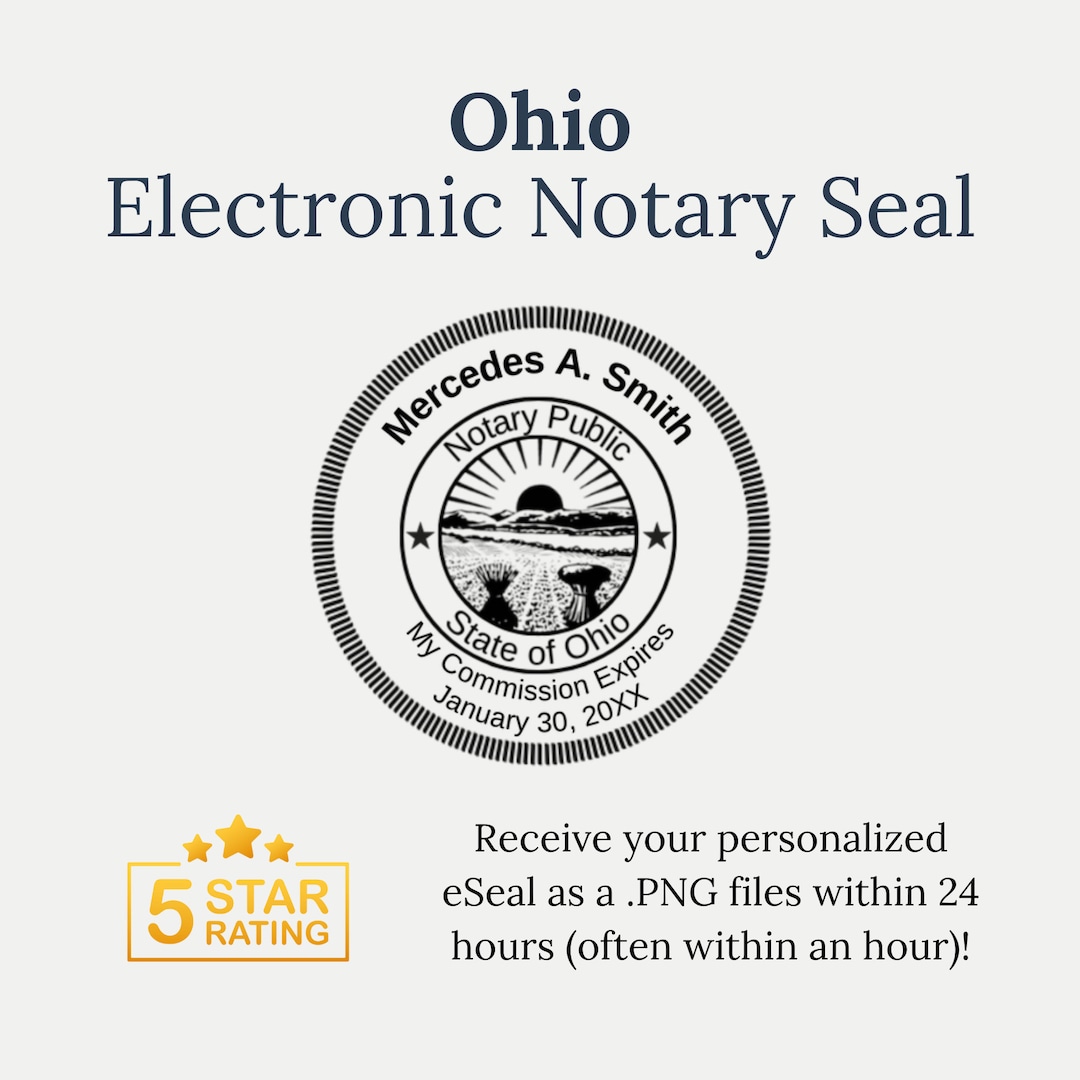 Ohio Electronic Notary Public Seal, Digital Notary Stamp, Round - Etsy