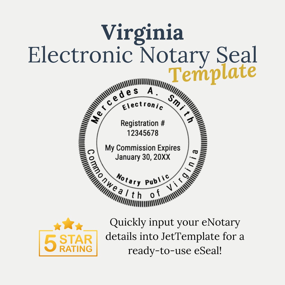 Virginia E Notary Seal PNG, Digital Notary Stamp, Notary Template, RON ...