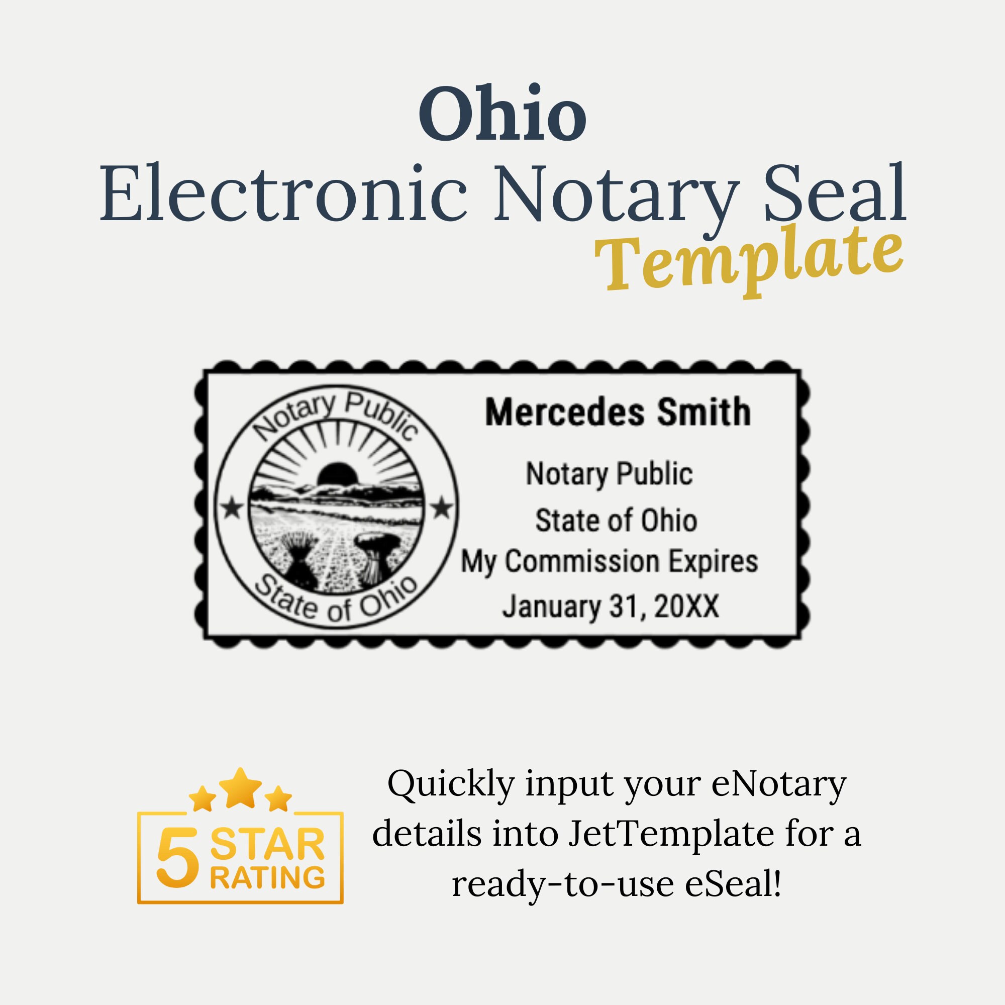 Ohio E Notary Seal PNG, Digital Notary Stamp, Notary Template, RON Seal ...