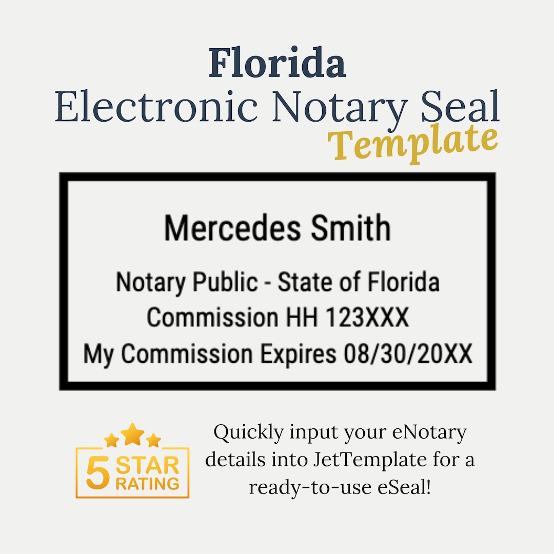 Florida Remote Notary Seal Template, Digital Notary Stamp PNG, E Notary ...