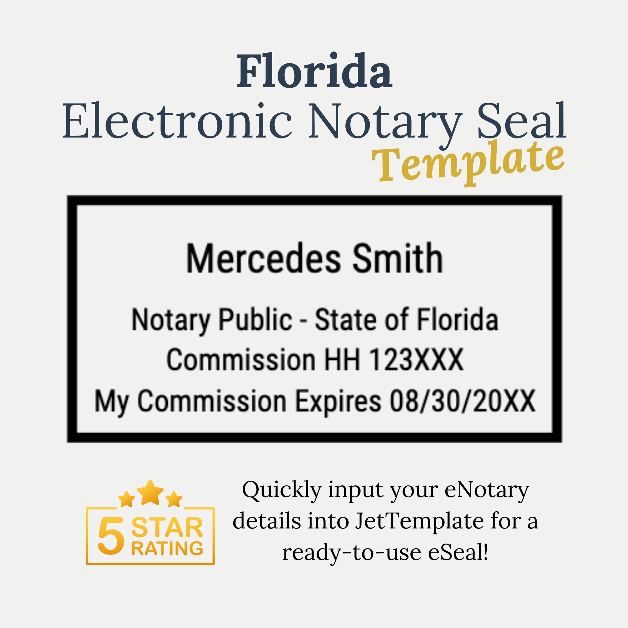 Florida Enotary Seal Template Digital Notary Stamp Jettemplate Instant ...