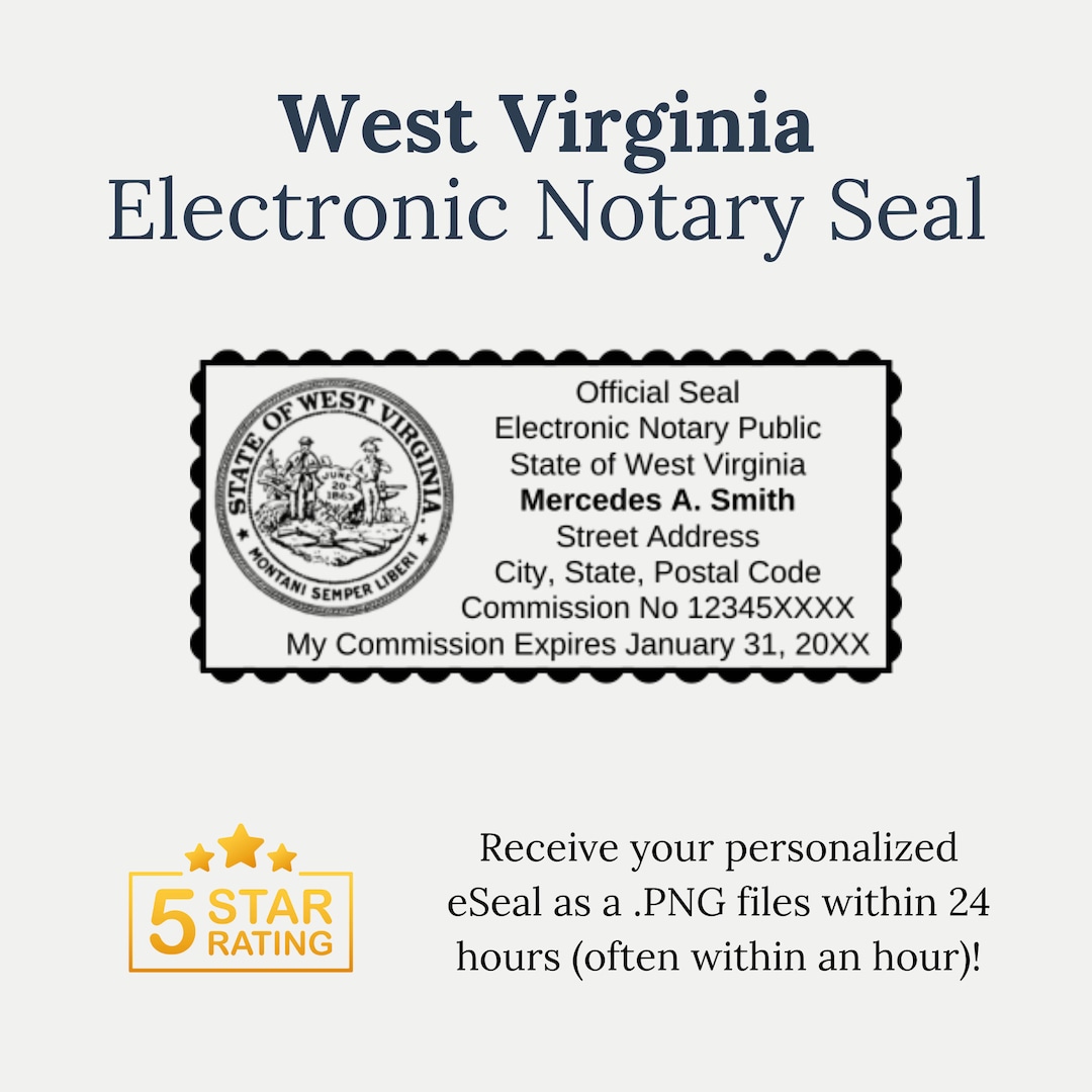 West Virginia Digital Notary Eseal – Milled Rectangle | Compliant PNG ...