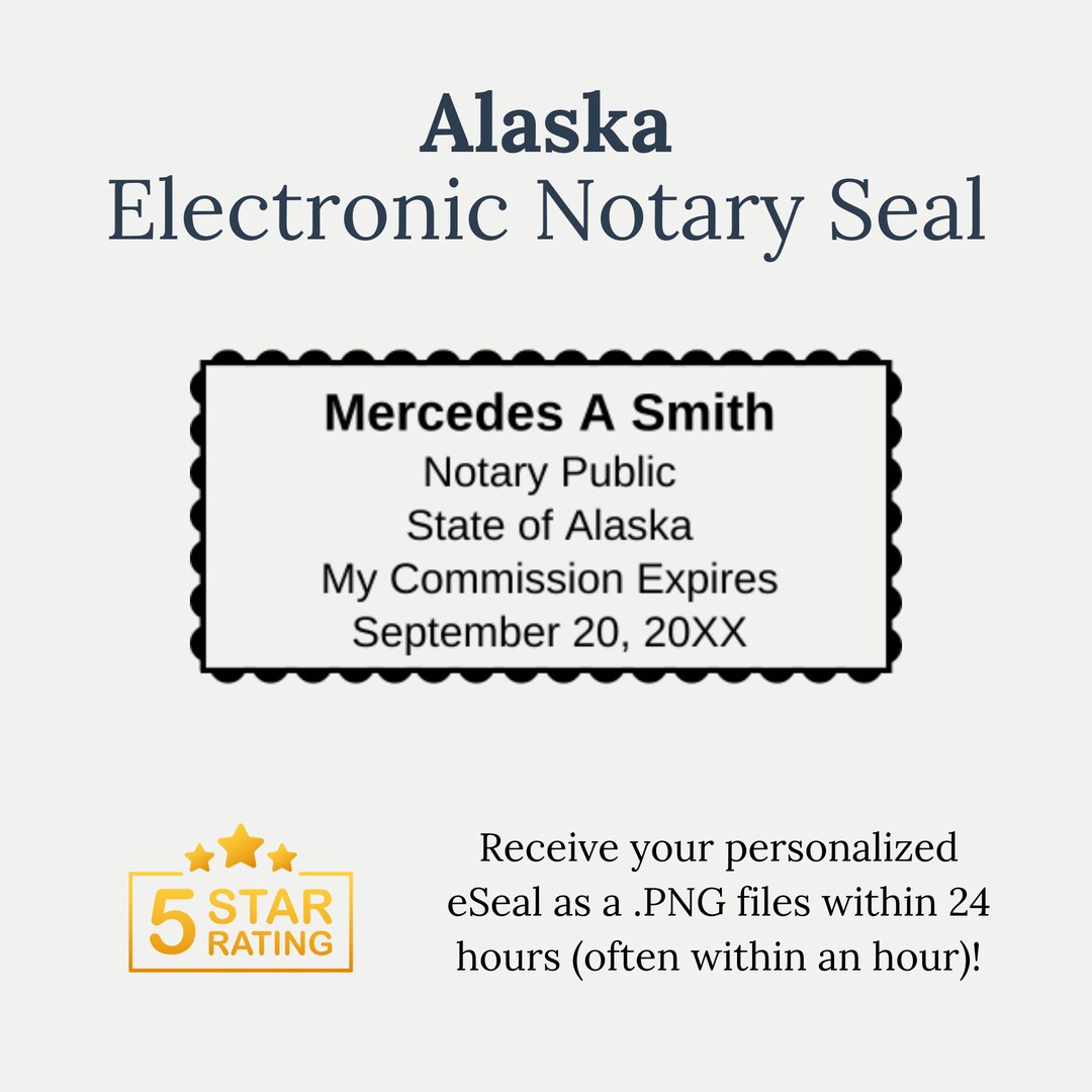 Alaska Electronic Notary Public Seal, Digital Notary Stamp, Milled ...