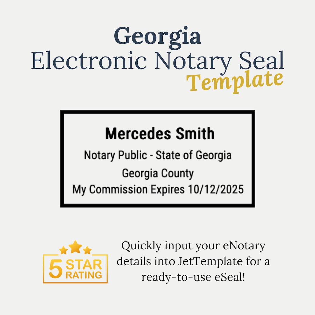 Georgia Digital Notary Seal, E Notary Stamp, Notary PNG, Editable ...