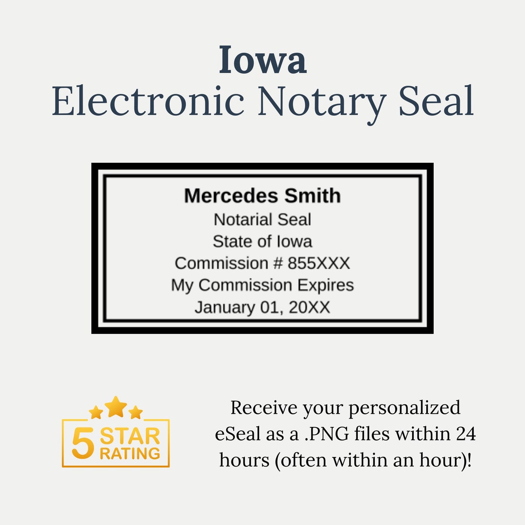 Iowa Notary Public Eseal | Lined Rectangle Digital Stamp for Online ...