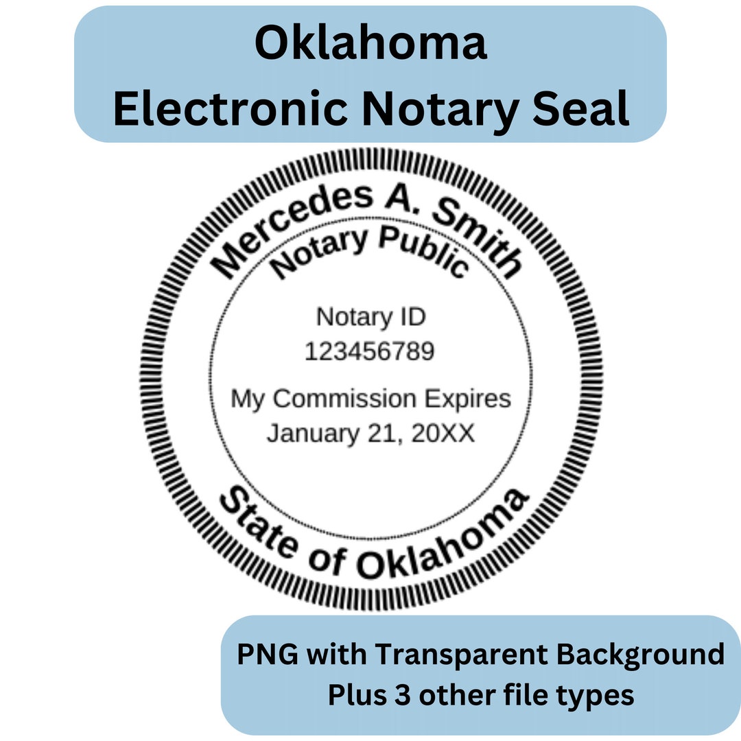 Oklahoma Electronic Notary Public Seal, Digital Notary Public Stamp - Etsy