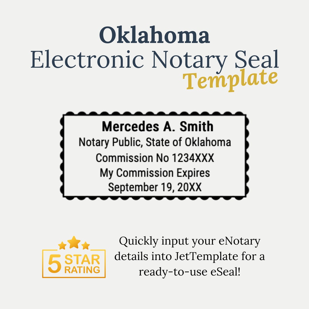 Oklahoma Editable Notary Seal, E Notary Stamp Template, Online Notary ...