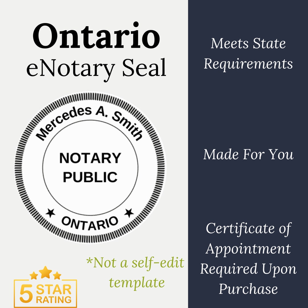 Ontario Electronic Notary Public Seal, Digital Notary Public Stamp ...
