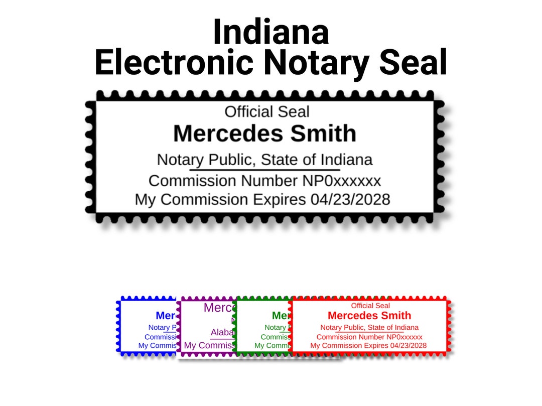 Electronic Notary Seal for Indiana Milled Rectangle - Etsy