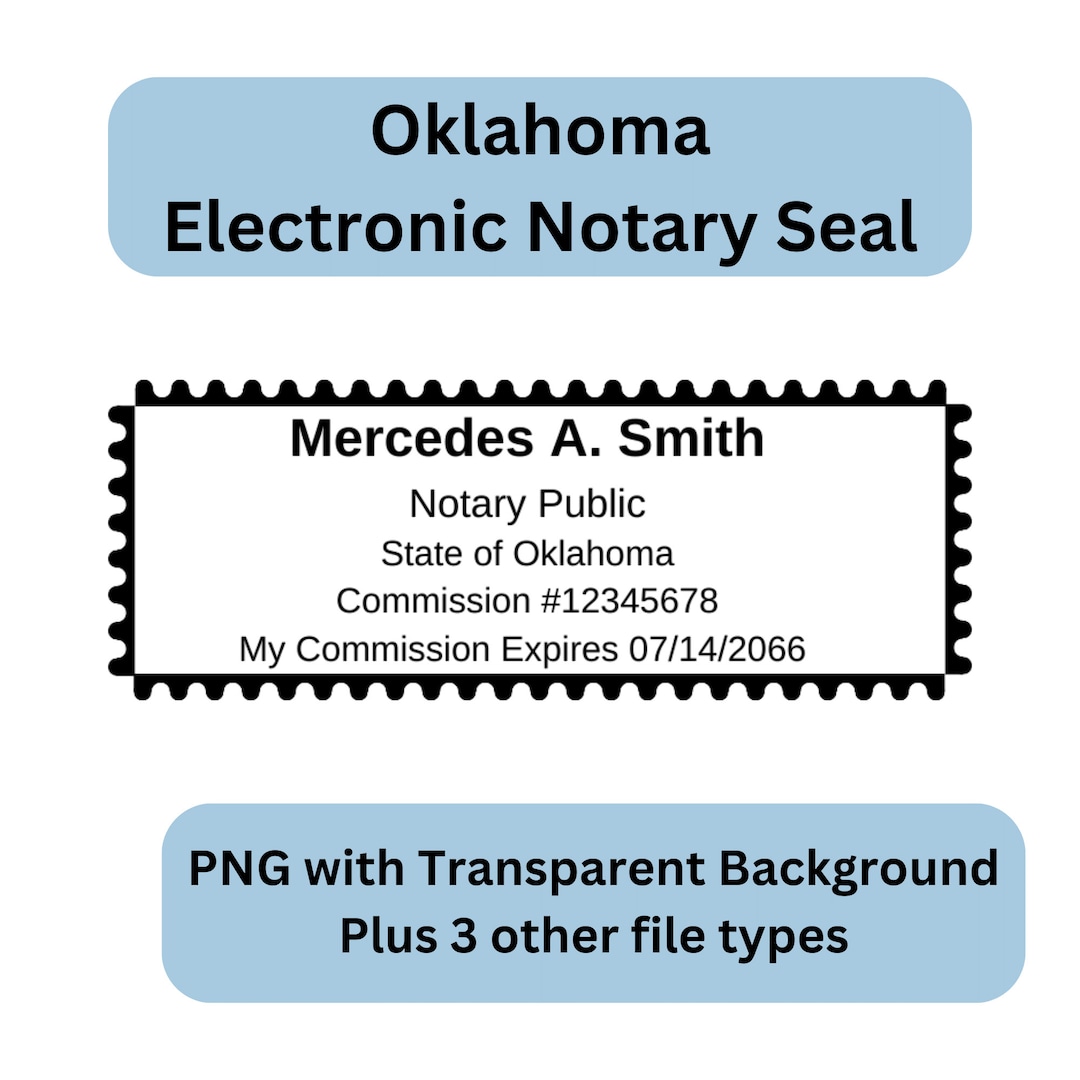 Oklahoma Electronic Notary Public Seal, Digital Notary Public Stamp ...