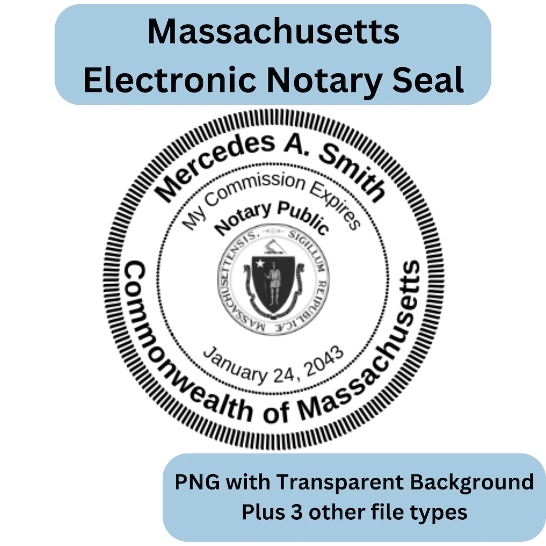 Massachusetts Electronic Notary Public Seal, Digital Notary Stamp ...