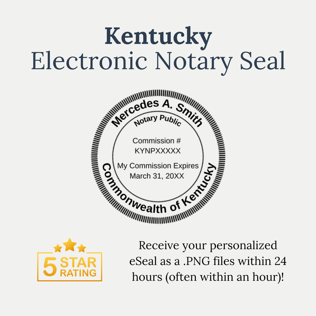 Kentucky Electronic Notary Public Seal, Digital Notary Stamp, Round - Etsy