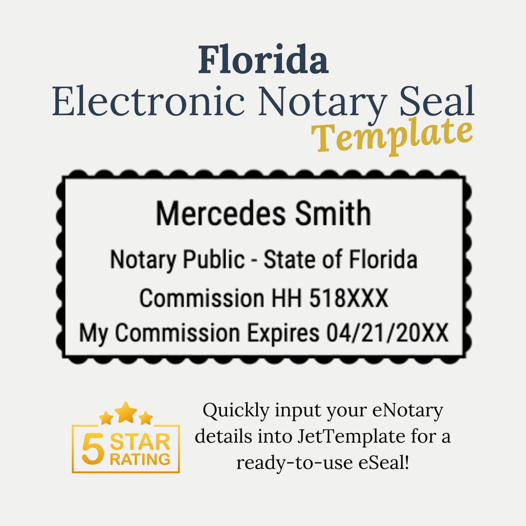 Florida E Notary Seal Template, Digital Notary PNG, Online Notary Stamp ...