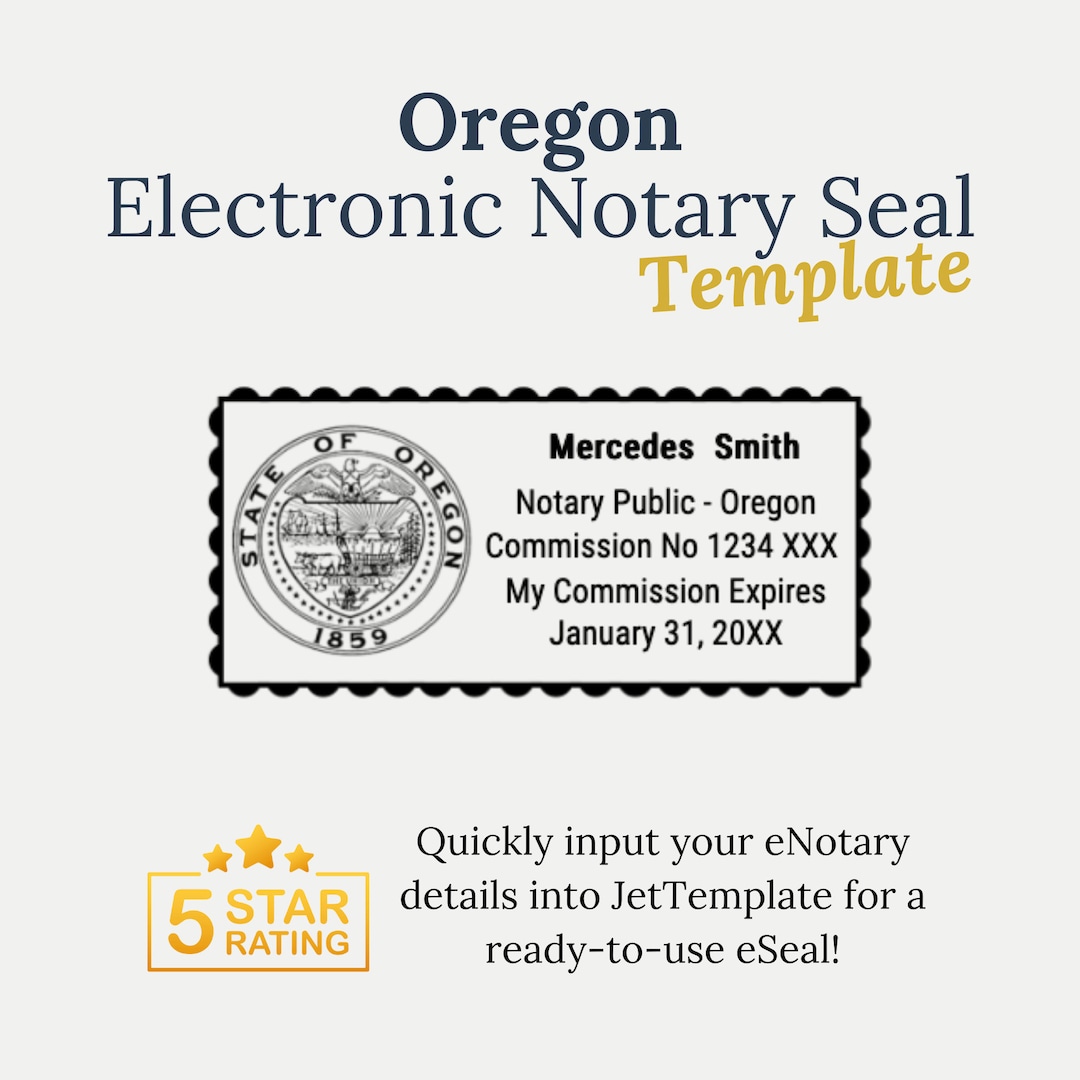 Oregon E Notary Template, Notary Stamp PNG, Editable Online Notary Seal ...
