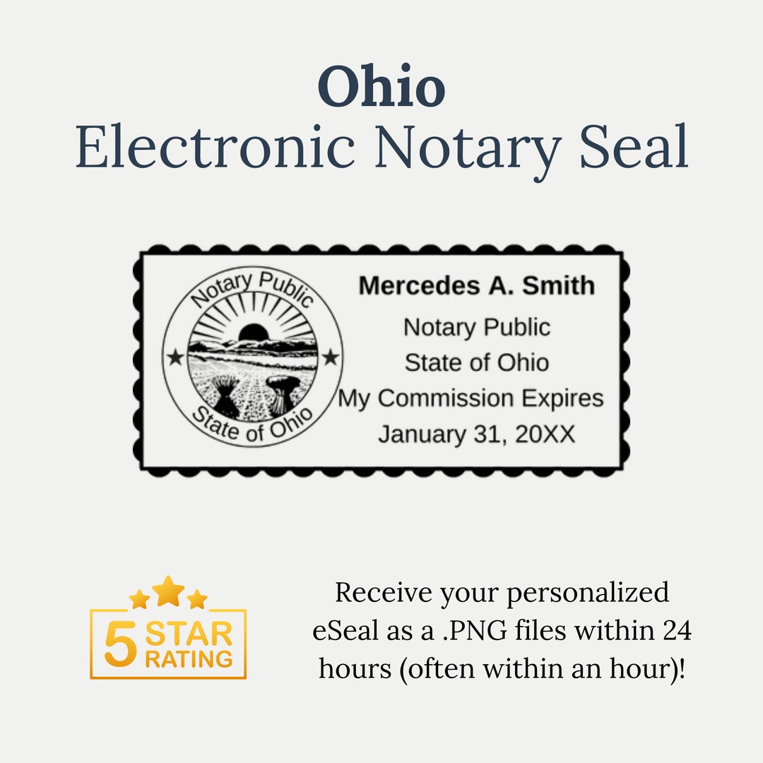 Ohio Electronic Notary Public Seal, Digital Notary Stamp, Milled ...
