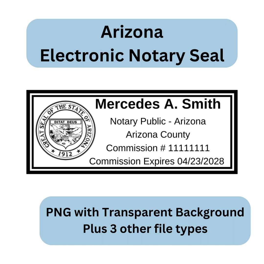 Arizona Electronic Notary Public Seal, Digital Notary Stamp, Lined ...