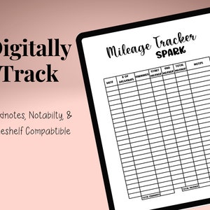 Spark Mileage Tracker Printable, Log Book Planner Taxes, Gig Apps ...