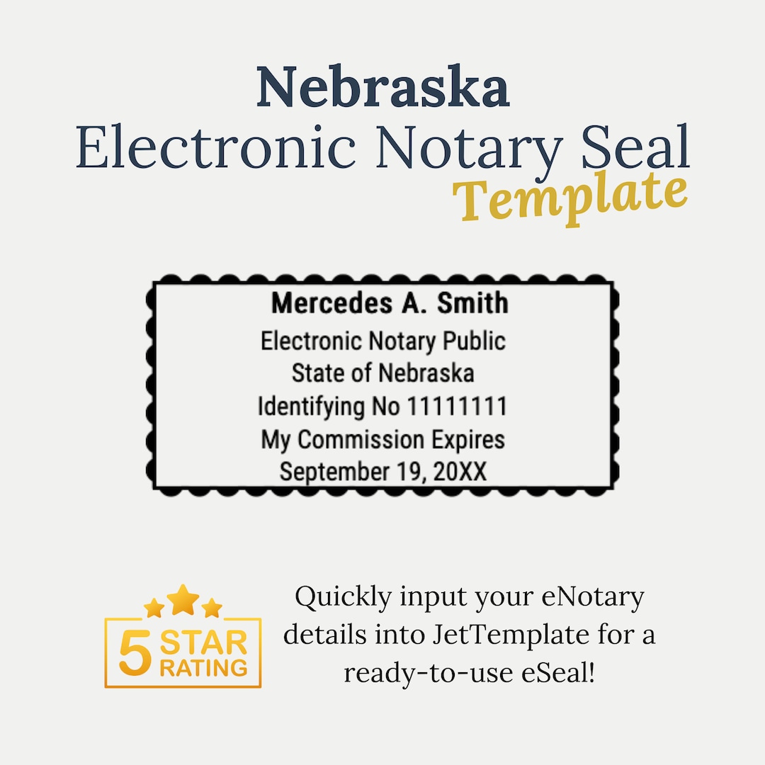Nebraska Remote Notary Seal Template, Digital Notary Stamp PNG, E ...