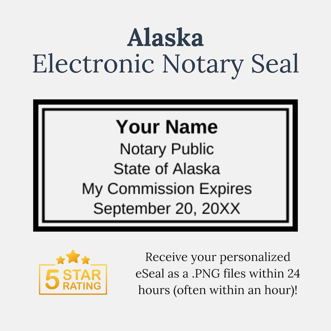 Alaska Digital Notary Eseal – Lined Rectangle | Compliant PNG Stamp for ...