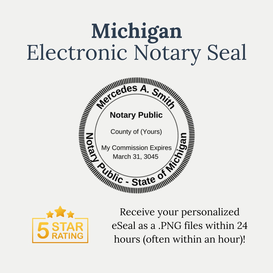Michigan Electronic Notary Public Seal, Digital Notary Stamp, Round - Etsy