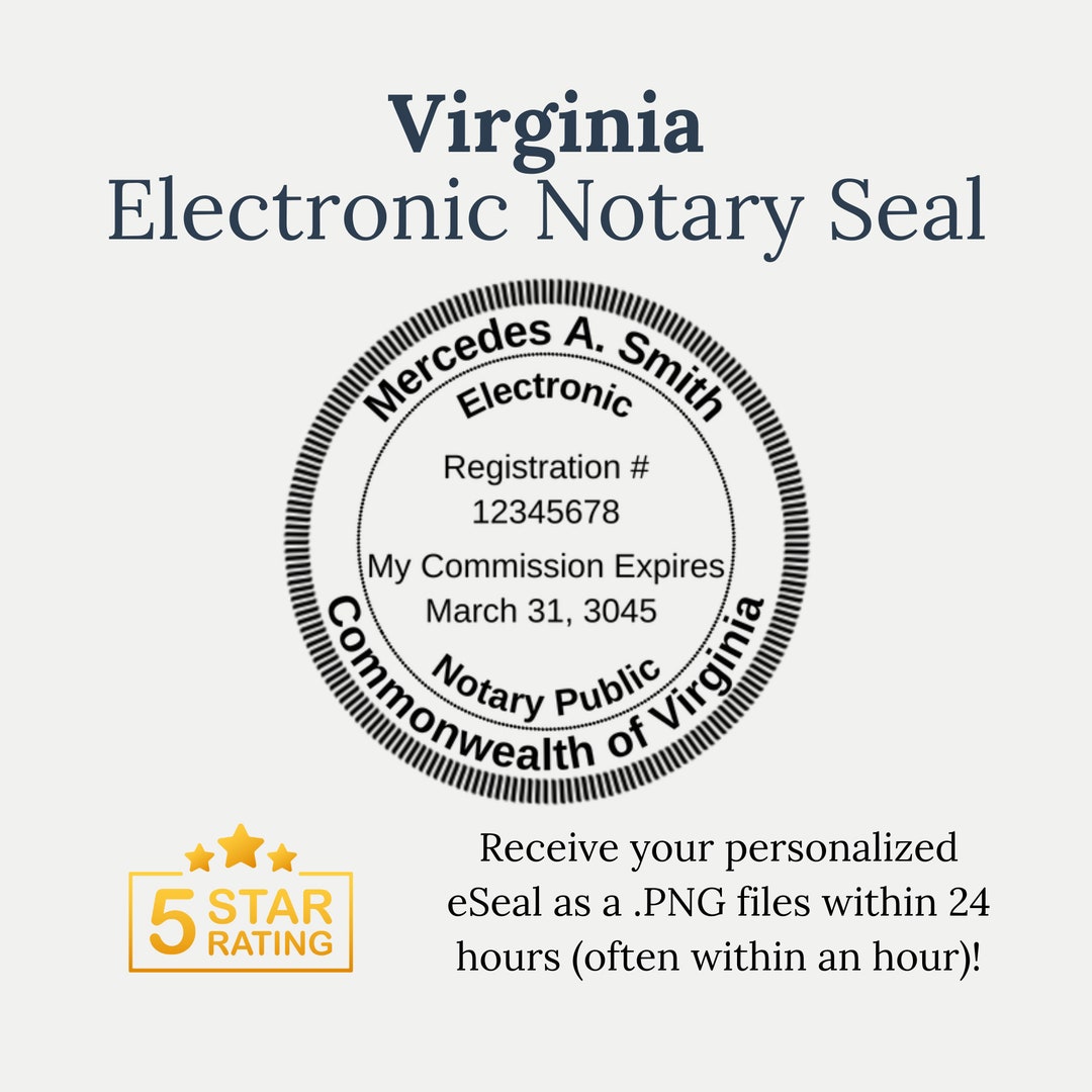 Virginia Electronic Notary Public Seal, Digital Notary Stamp, Round - Etsy