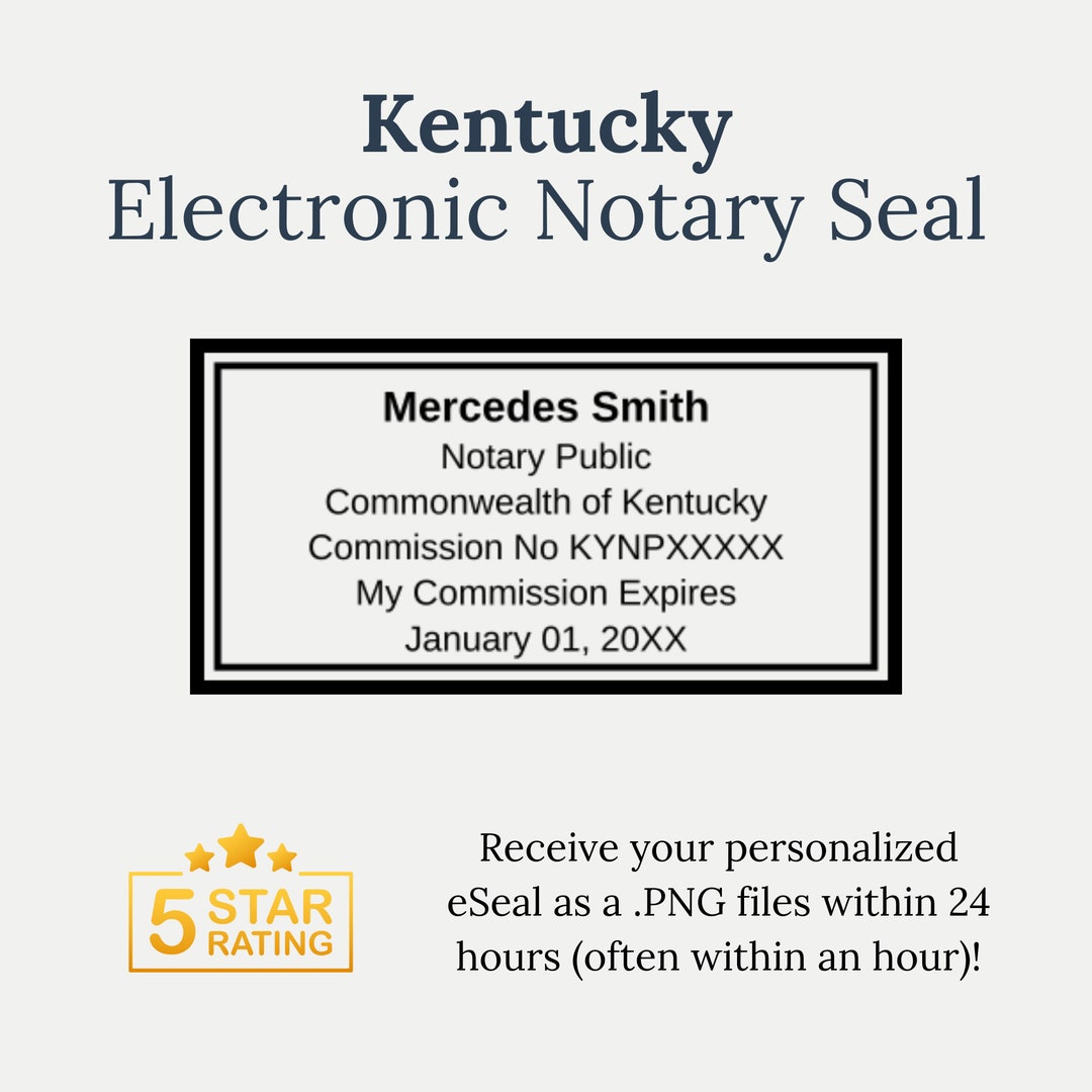 Lined Rectangle Eseal Kentucky | Digital Notary Stamp for Remote Online ...