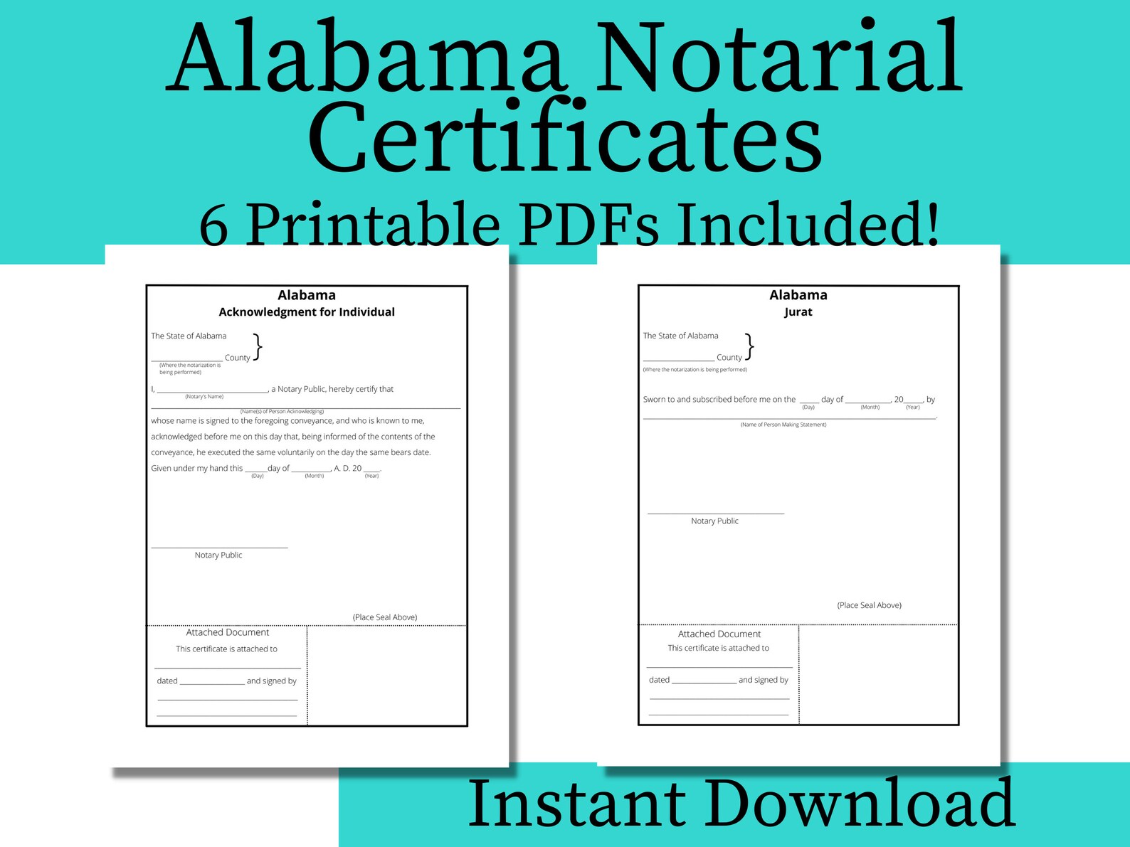 Alabama Notarial Certificates, Acknowledgment, Jurat Form, Loan Signing ...