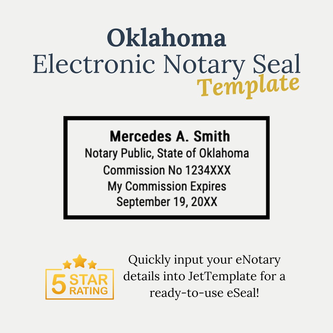 Oklahoma E Notary Template, Notary Stamp PNG, Editable Online Notary ...