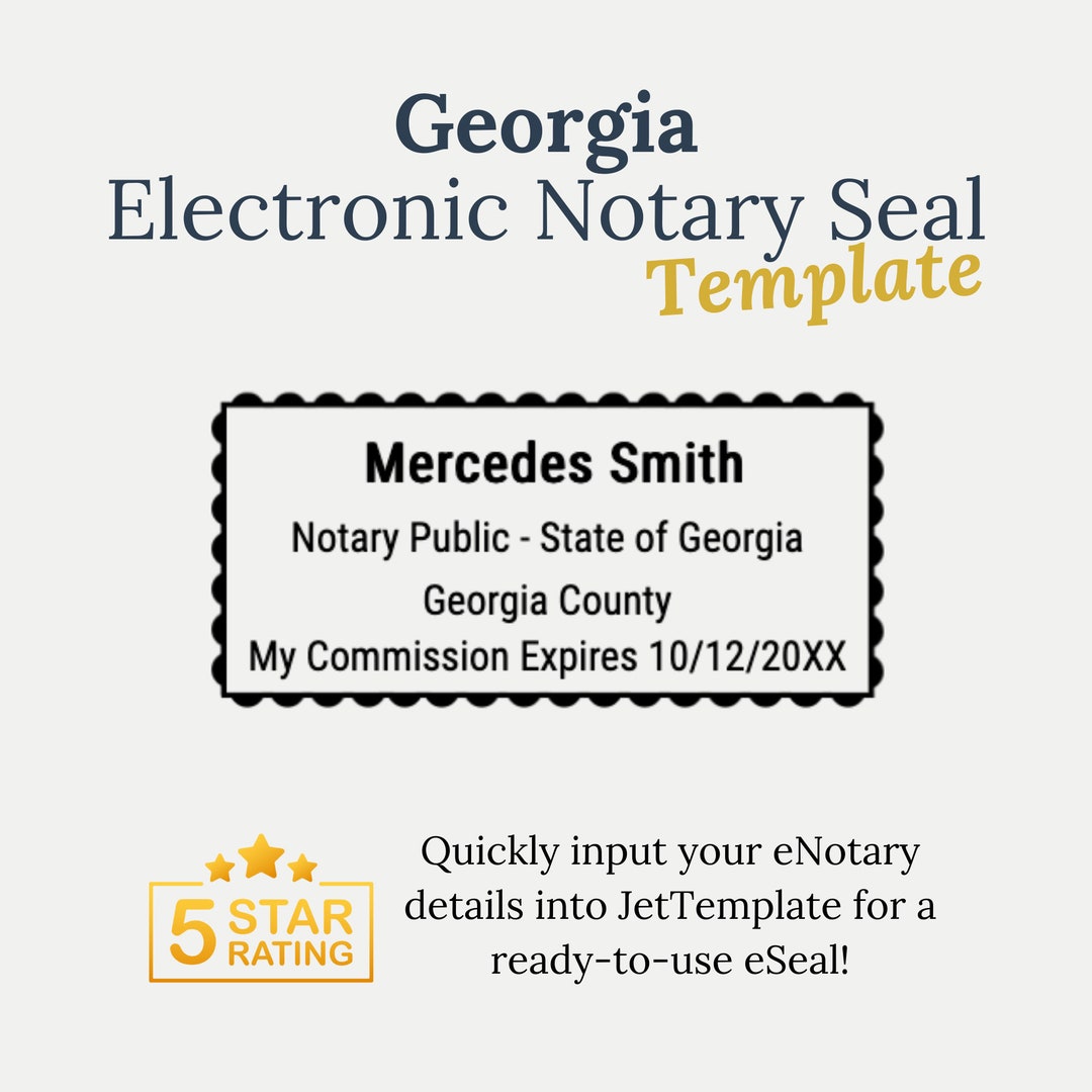 Georgia Remote Notary Seal Template, Digital Notary Stamp PNG, E Notary ...